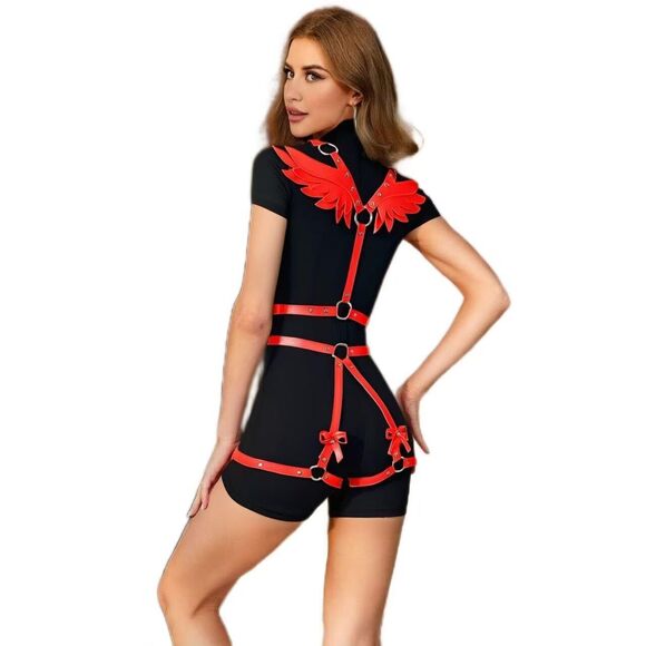 Саzеоuu | Accessories | Red Leather Angel Wing Harness Costume Set ...